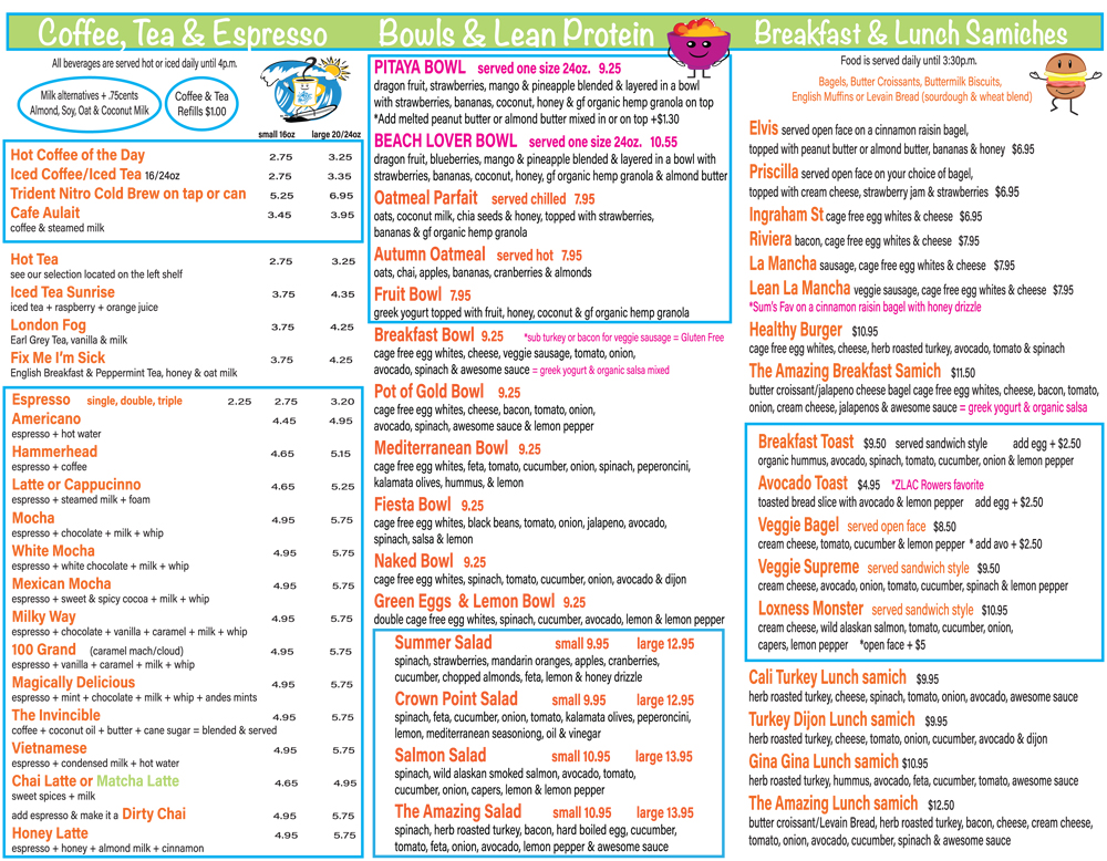 Menu – Crown Point Coffee